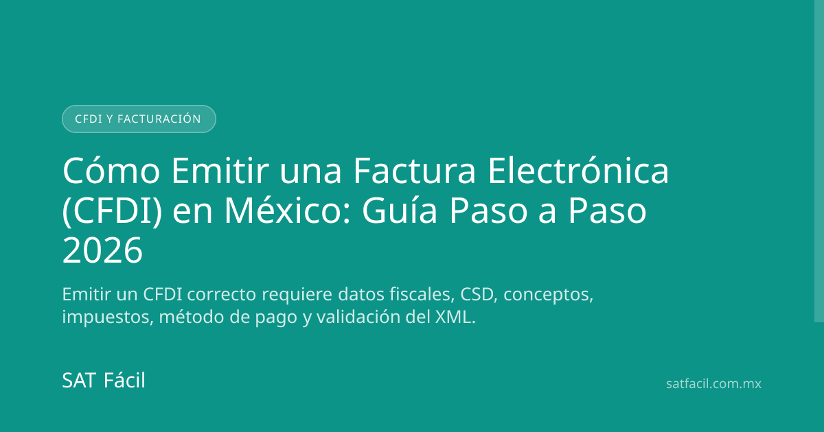 Cómo Emitir Factura Electrónica México 2026 | CFDI | SAT Fácil