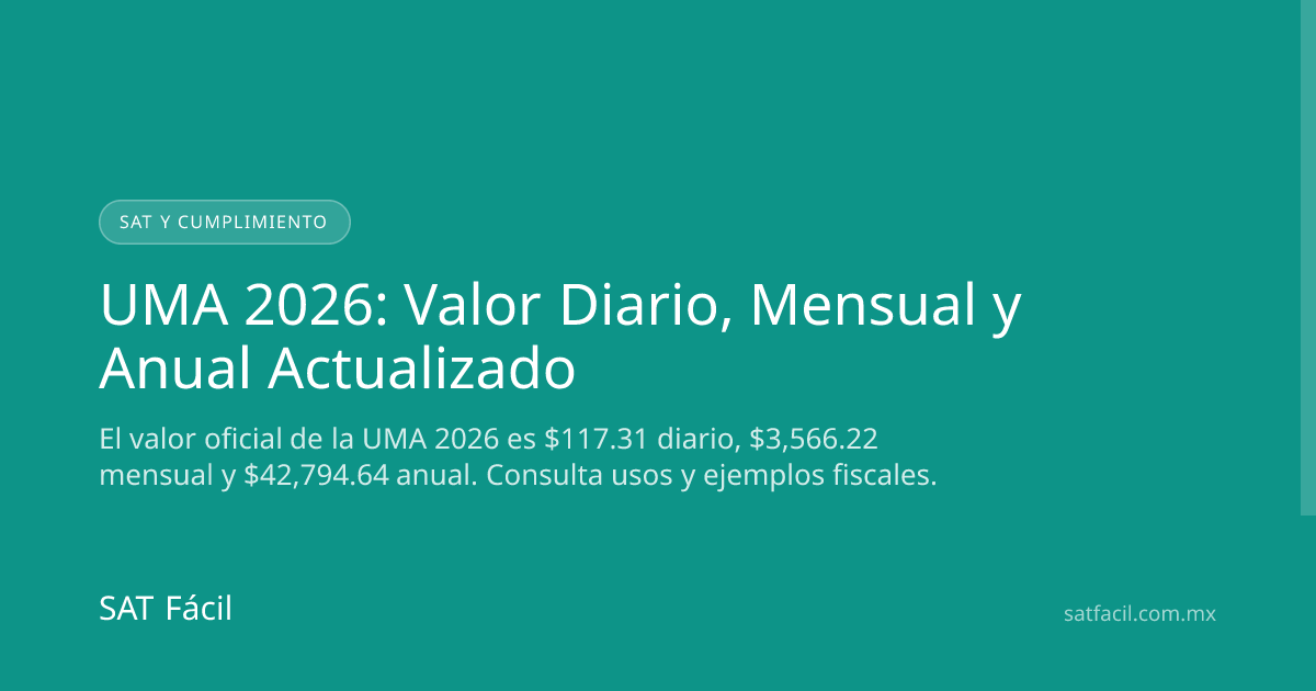 UMA 2026 Valor Diario, Mensual y Anual | SAT Fácil