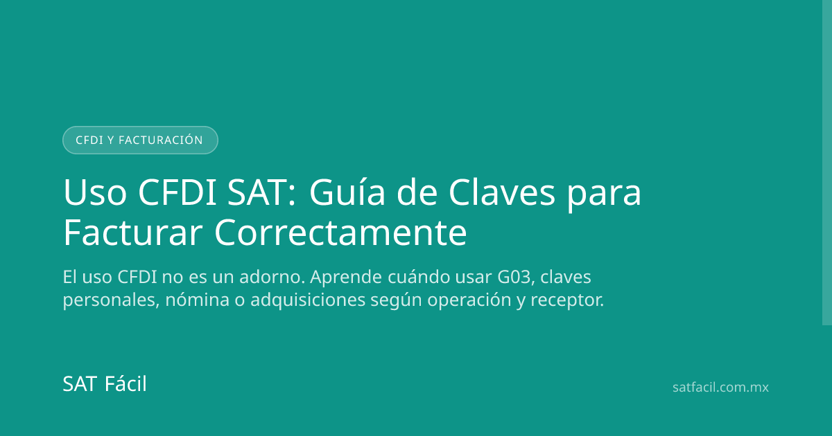Uso CFDI SAT | Claves G03, P01 y Guía para Personas Físicas | SAT Fácil